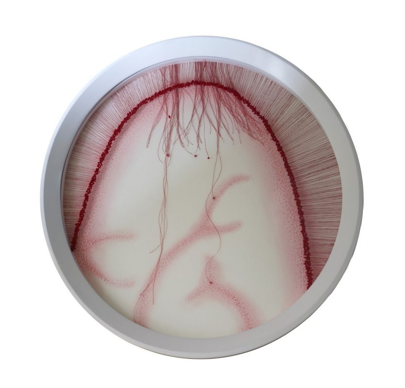 “Each stitched line is a conversation between my hand and brain,” says ...